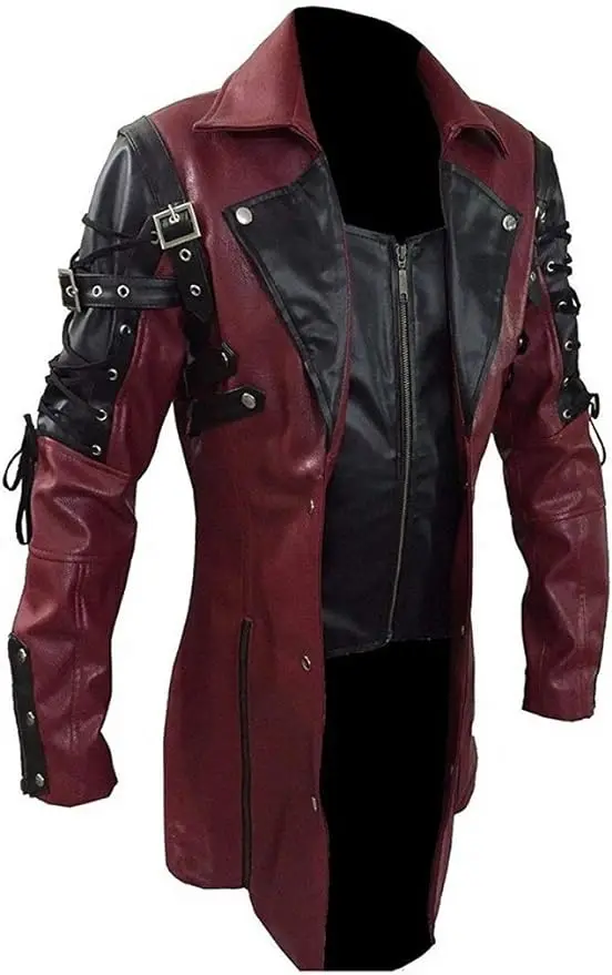 Gabardina-g-tica-Steampunk-para-hombre-chaqueta-de-cuero-estilo-Punk ...