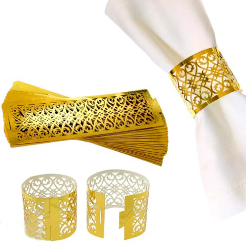 50pcs-Reflective-Gold-Silver-Paper-Napkin-Ring-Napkin-Buckle-for ...