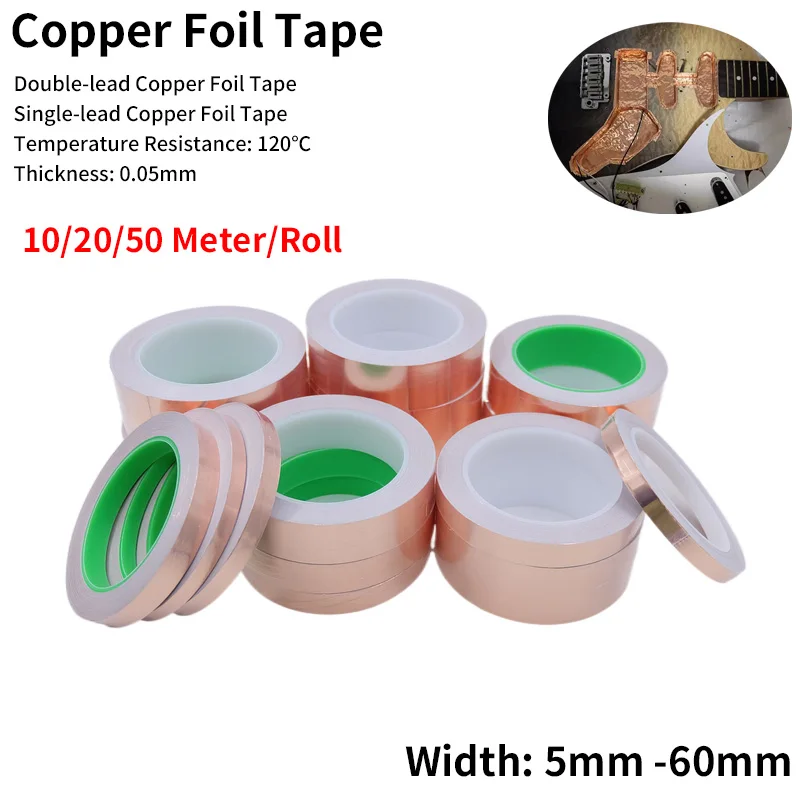 10/20/50M Copper Foil Tape Double Sided Conductive Snail Adhesive EMI ...