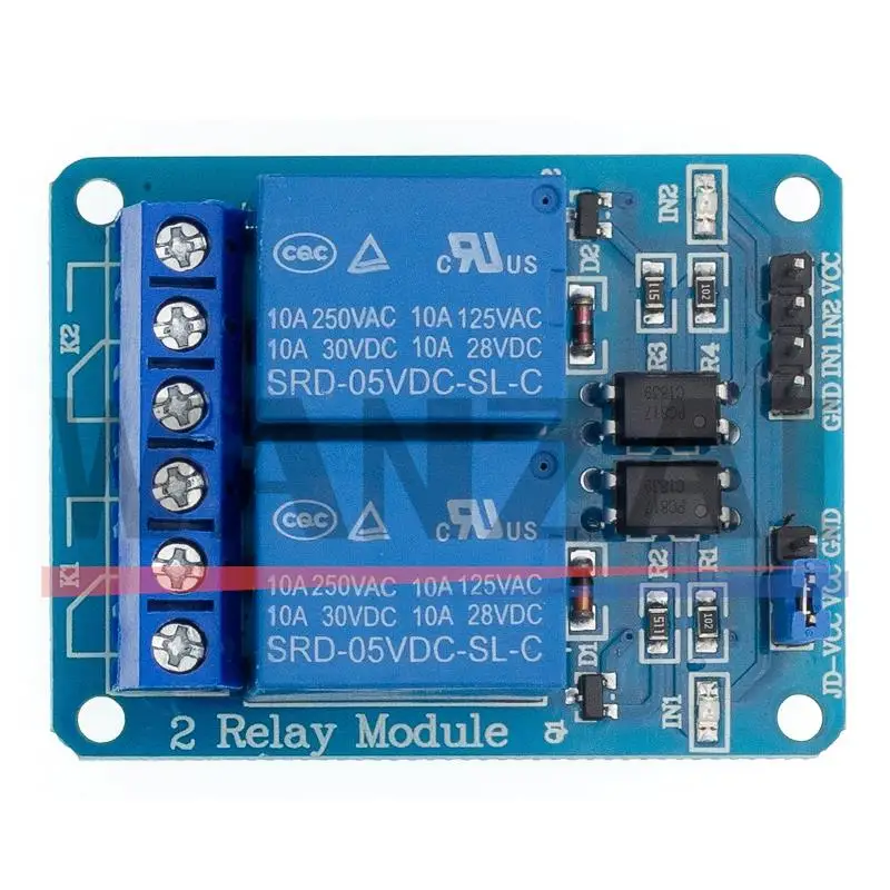 1PCS-2-channel-New-2-channel-relay-module-relay-expansion-board-5V-low ...