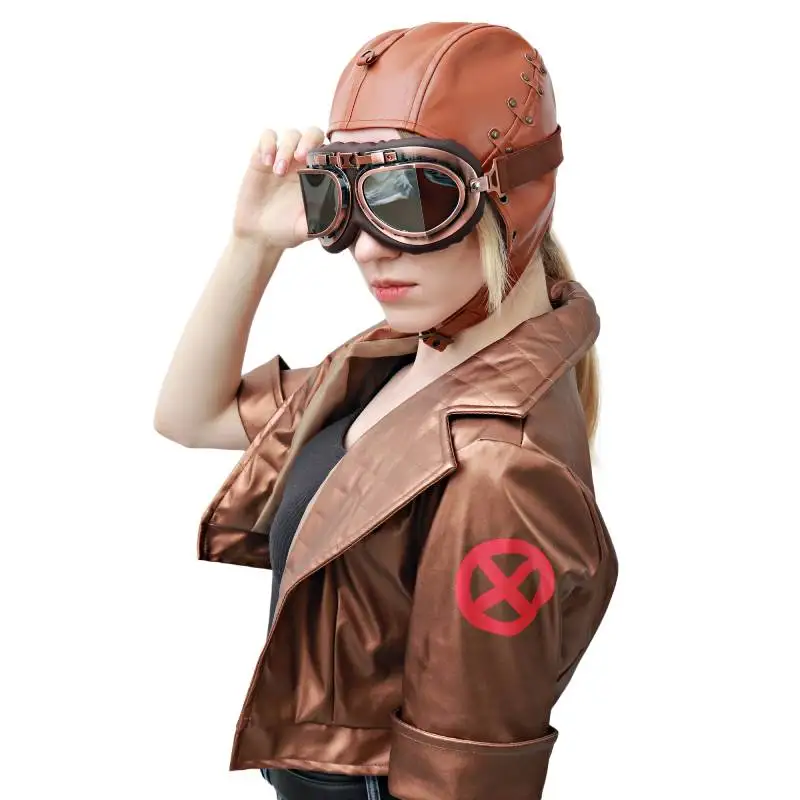 Hot Newest Leather Aviator Hat Steampunk Cap with Ear Flap Brown PU ...