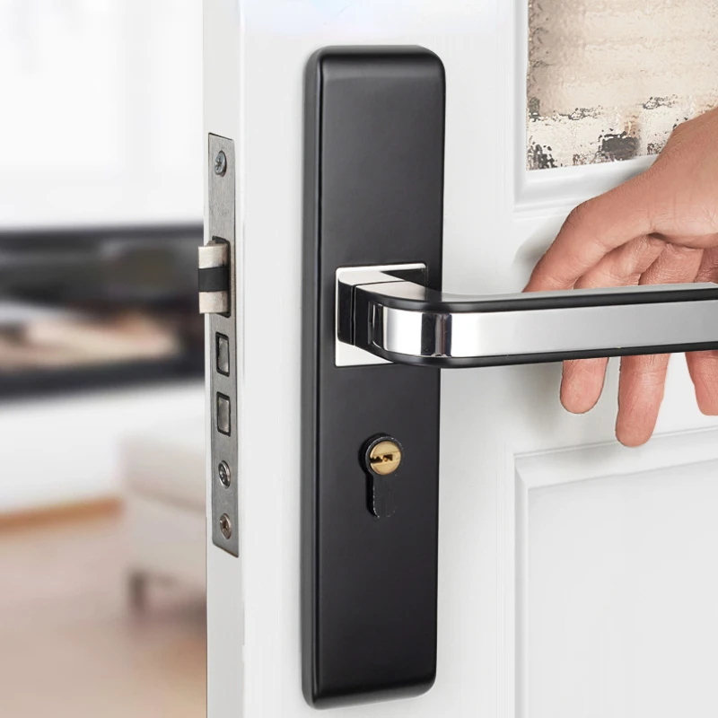 Stainless-Steel-Thick-Dual-Color-Indoor-Door-Lock-Black-Gray-Bedroom ...
