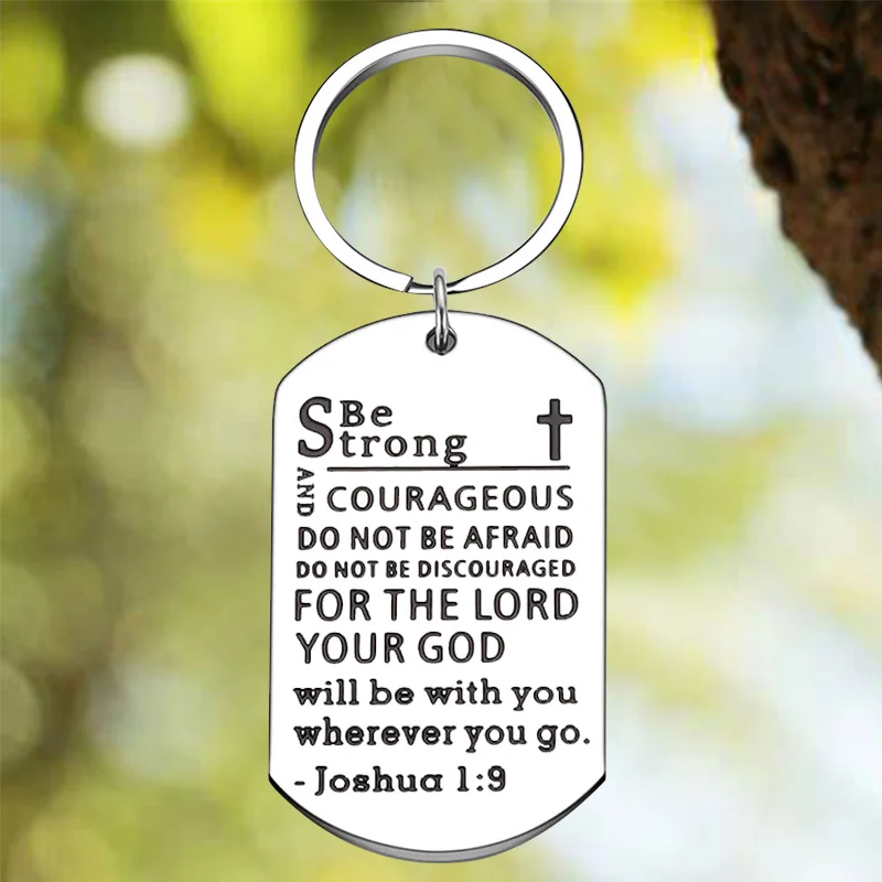 New-Be-Strong-And-Courageous-Keychain-Pendant-Christian-Religious-Key ...