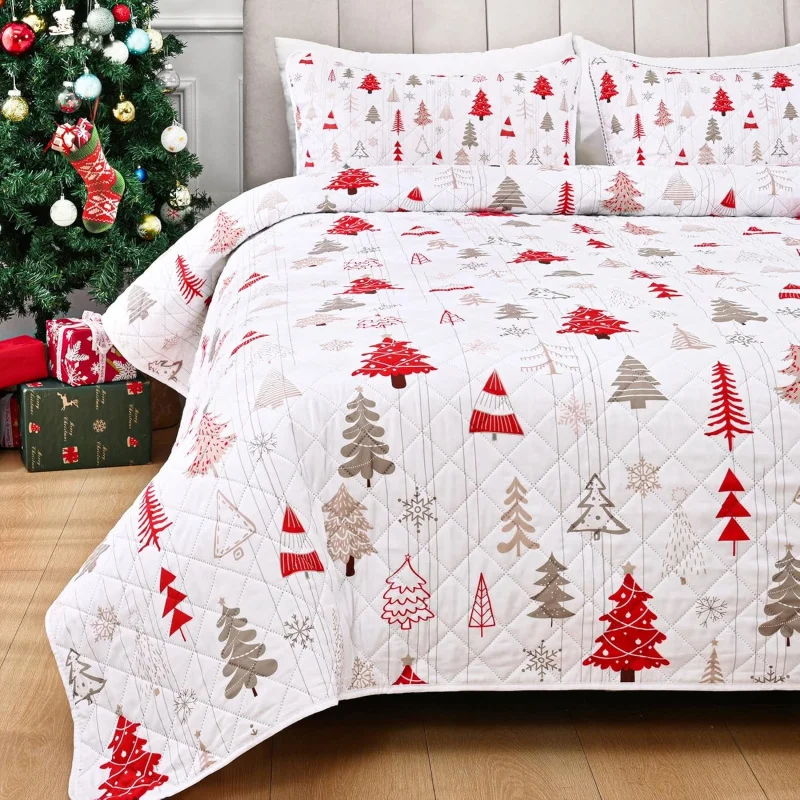 Juego-de-edred-n-tama-o-King-de-rbol-de-Navidad-de-3-piezas-Colcha ...