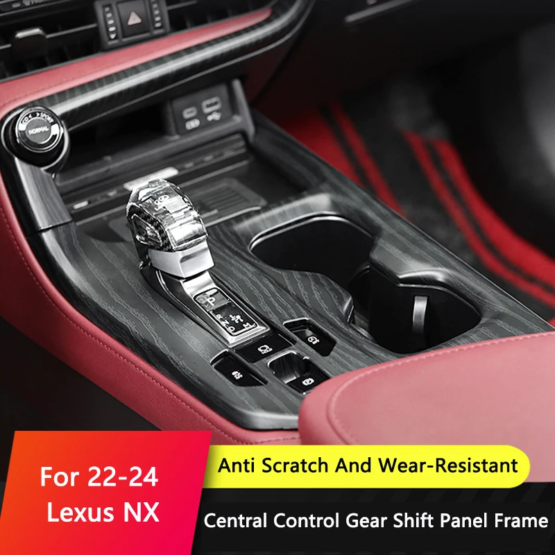 QHCP-Car-Gear-Panel-Cover-Trim-ABS-Wood-Grain-Center-Console-Gear-Shift ...