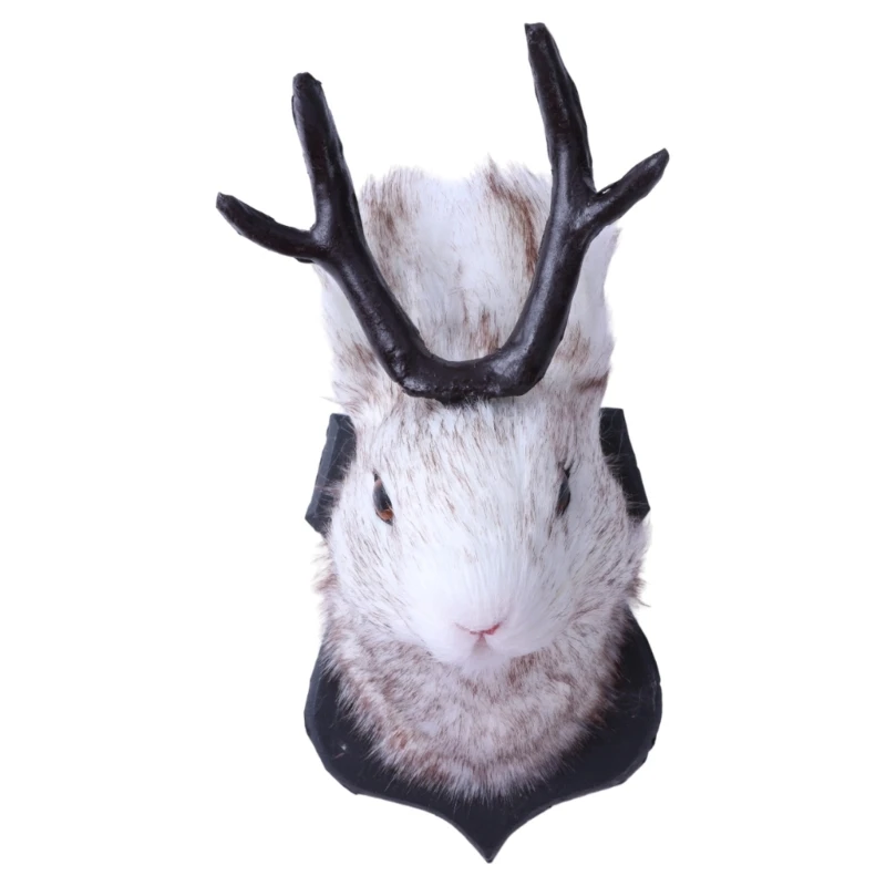 Antlers-Rabbit-Head-Statue-Home-Decorations-3D-Abstract-Animal-Shaped ...