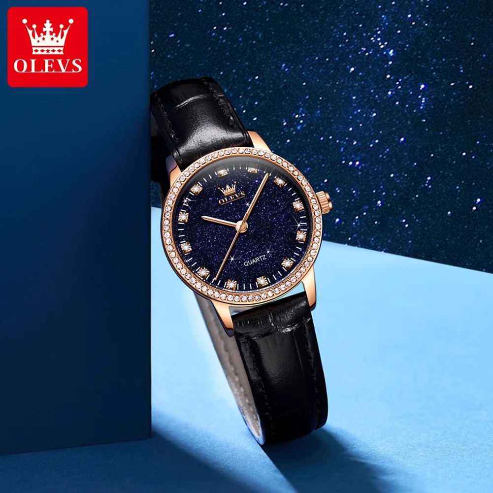OLEVS-5605-Diamond-Starry-Sky-Dial-Quartz-Watch-For-Women-Luxury ...
