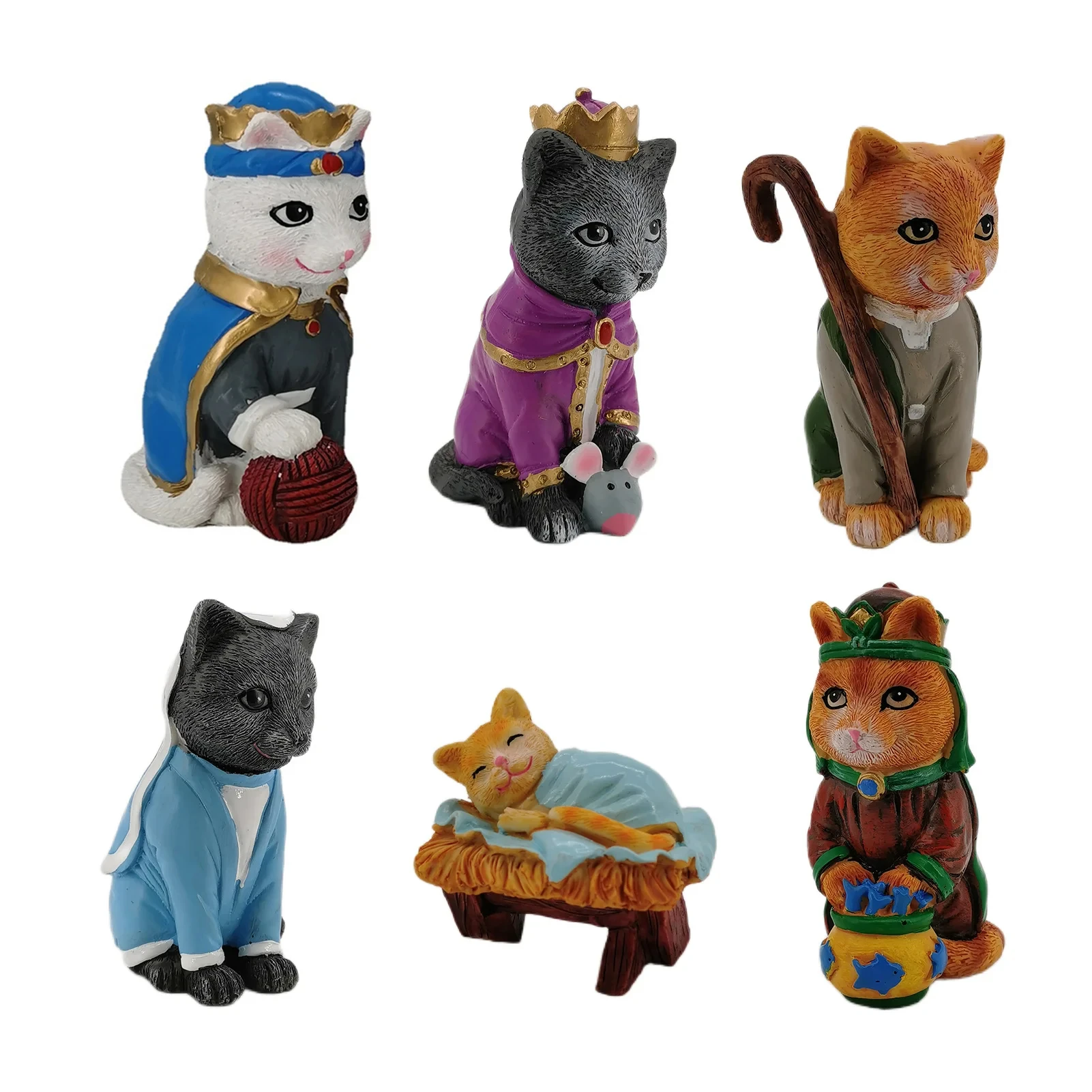 Nativity Set Large 9 Piece Feline Cat Nativity Complete Set Christmas ...