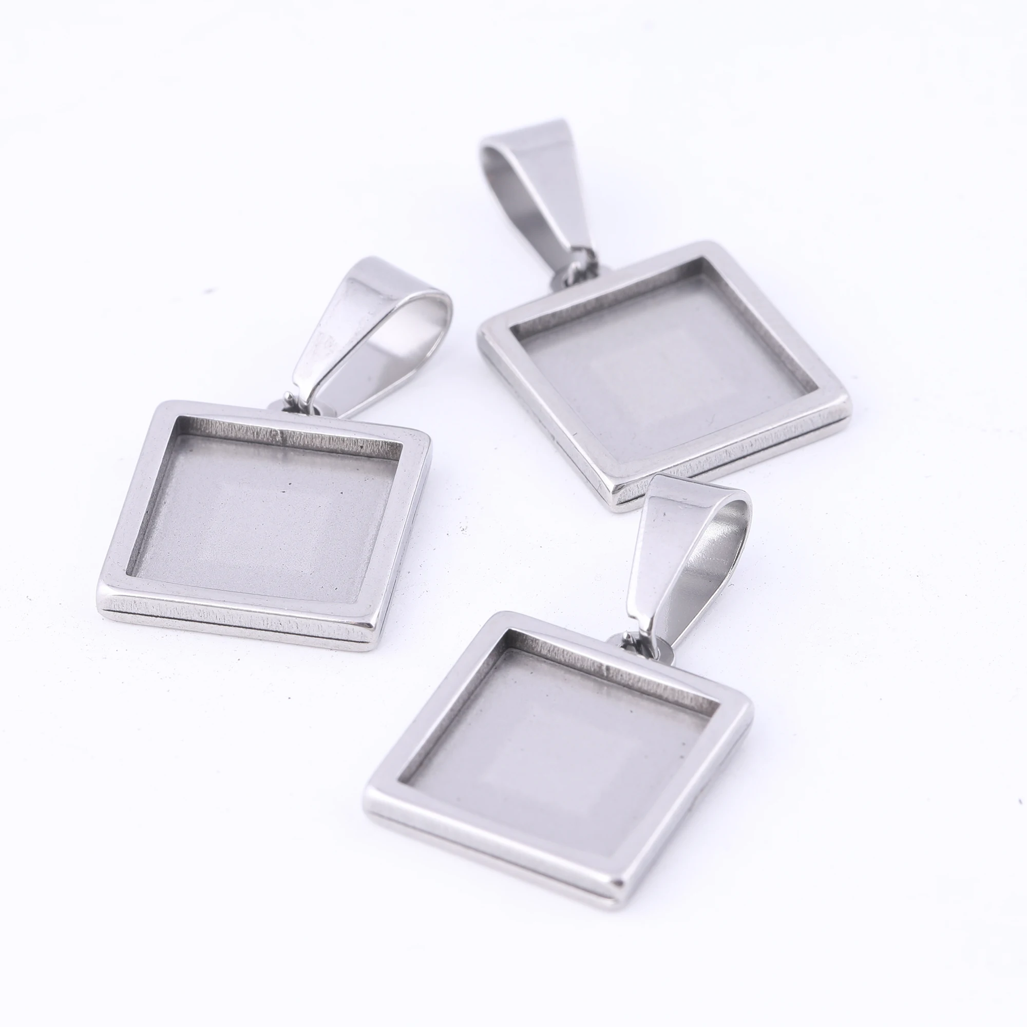 5pcs Stainless Steel Square Cabochon Base Settings 12mm 15mm 20mm 25mm ...