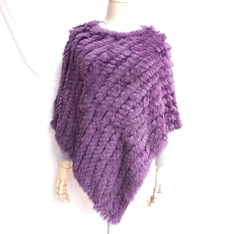 Rabbit Fur Knitted Wrap Poncho | Aliexpress Rabbit Fur Poncho | Пончо ...