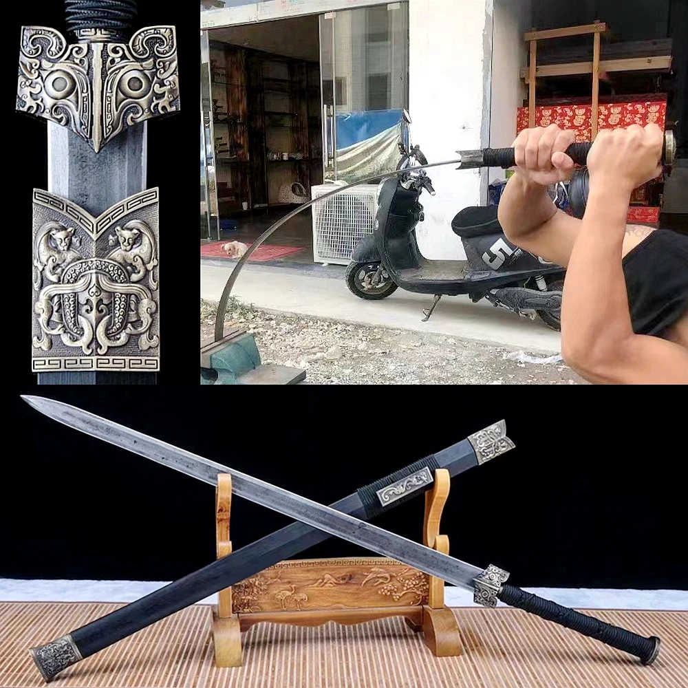 Hand-Forging-Train-Spring-Steel-Blade-Outdoors-Battle-Sword-Chinese-Han ...