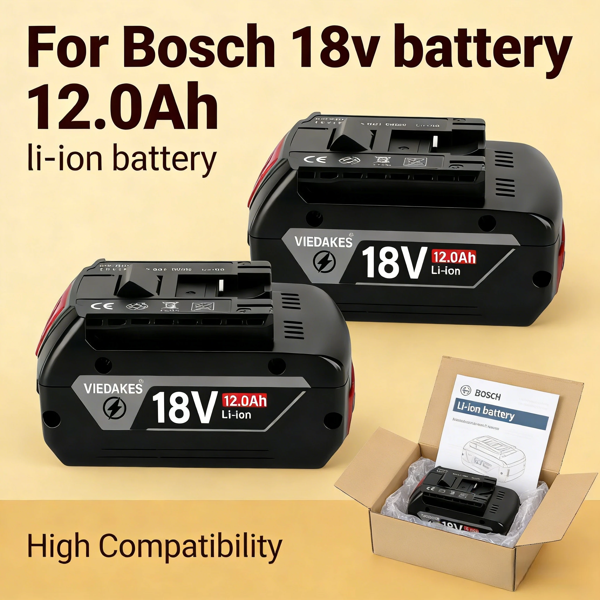 New 18V and 12000mAh backup batteries, for Bosch 18V battery Draadloze ...