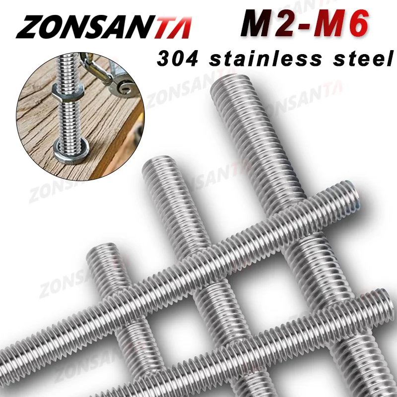 M2 M2.5 M3 M4 M5 M6 Full Threaded Rod Fully Metric Thread Rods Shaft ...