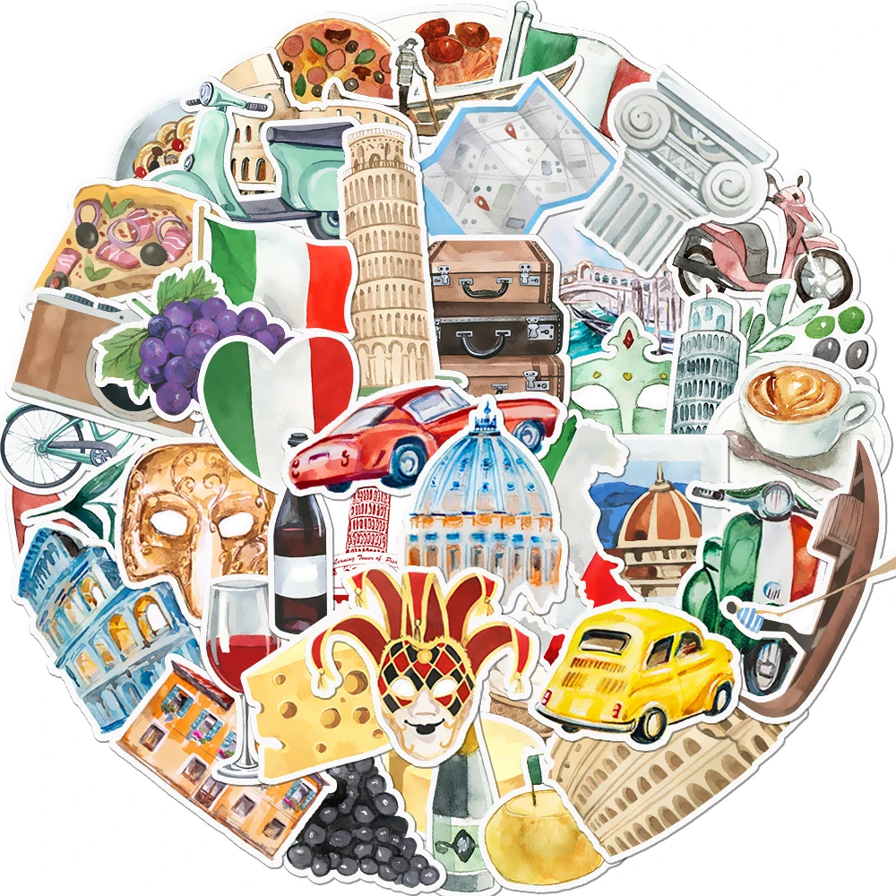 10-30-50pcs-Italy-Stickers-Pack-Travel-Theme-Jounal-Decal-Set-for ...