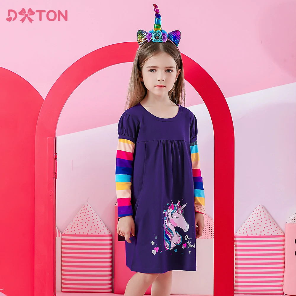 DXTON-Kids-Dress-for-Girls-Autumn-Winter-Long-Sleeve-Cotton-Dress ...