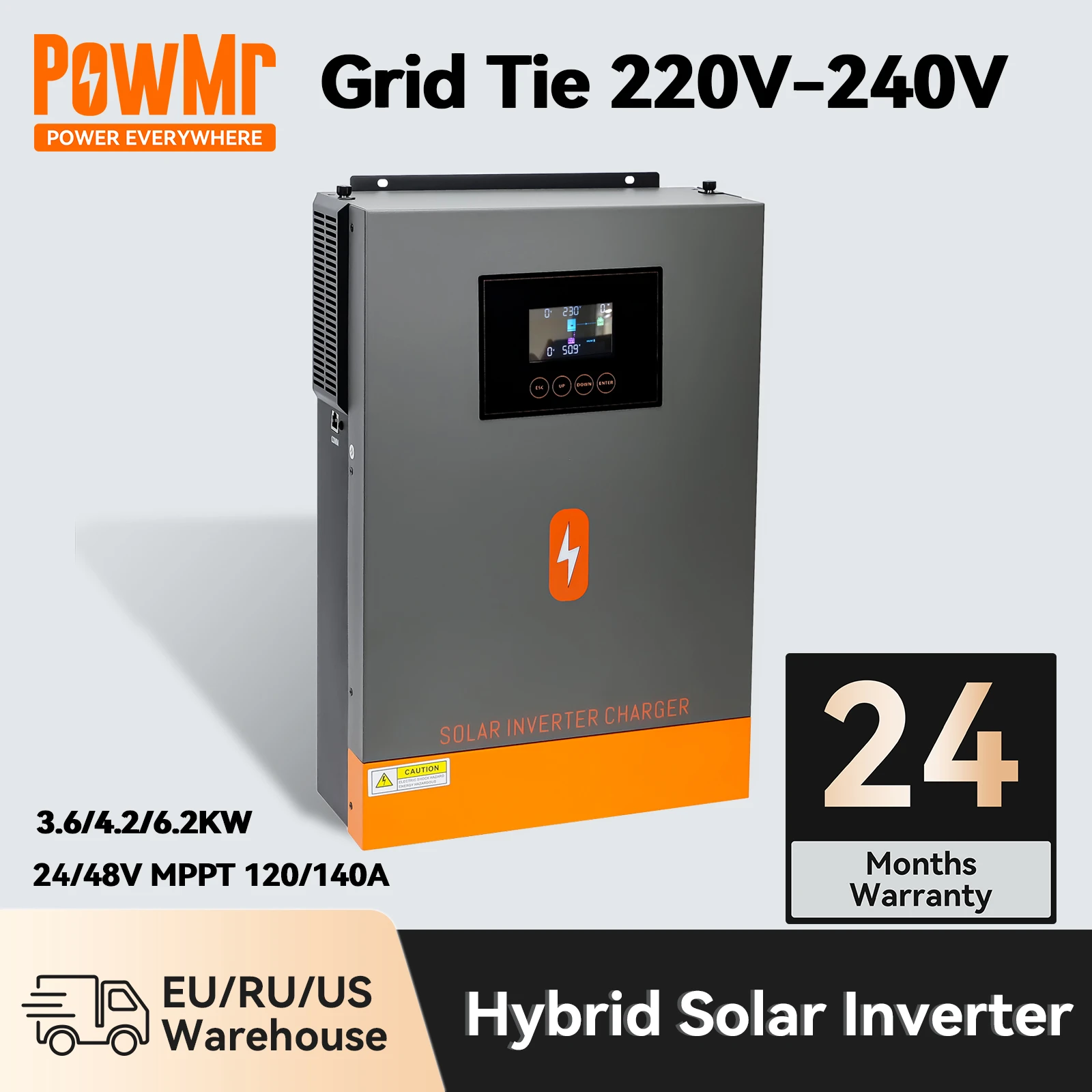 Powmr Hybrid Solar Inverter On Grid 48v 24v Mppt 140a 120a Grid Tie ...