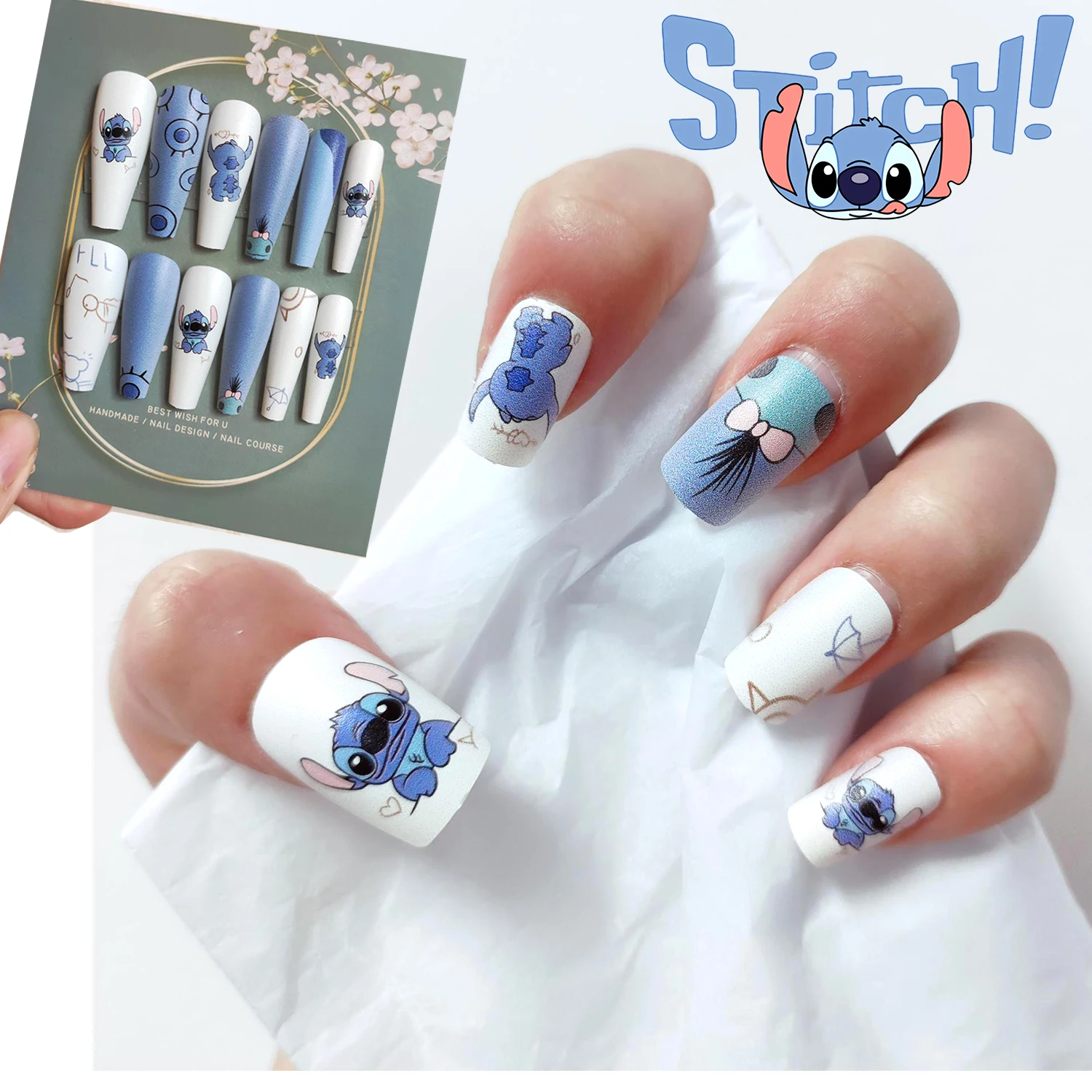 Disney-Kawaii-Anime-Stitch-False-Nail-Donald-Duck-Nail-Patch-Press-on ...