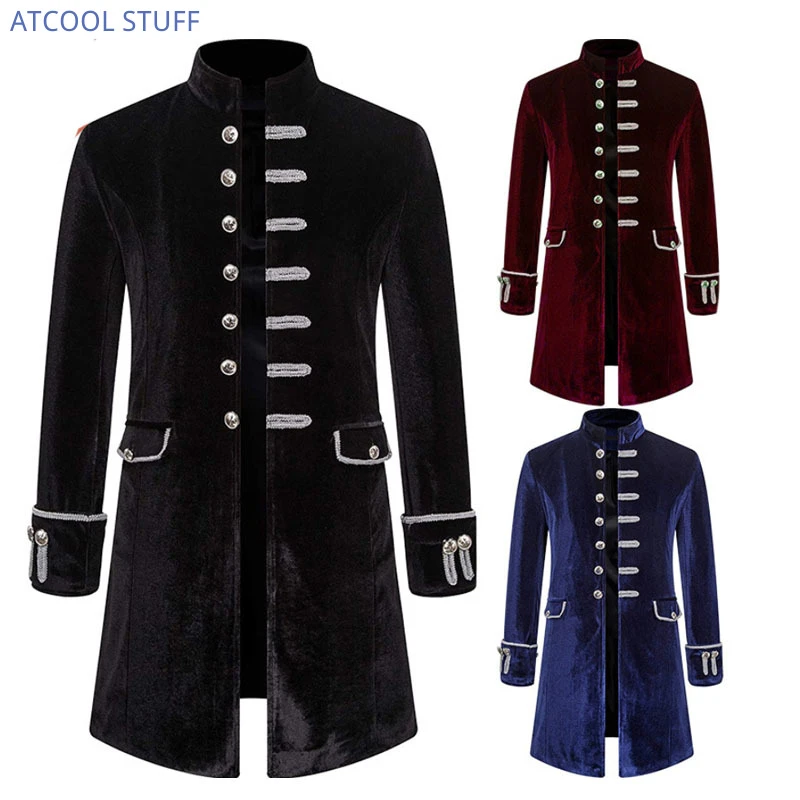 Noble Vintage Men's Jacket Medieval Cosplay Velet Prince Coat Retro ...