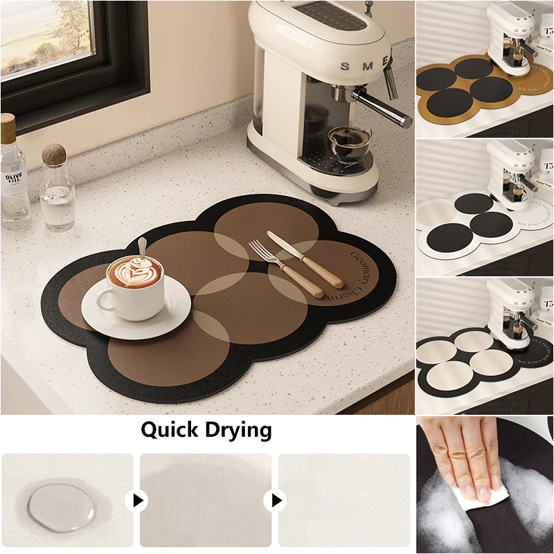 Printed-Absorbent-Mat-Kitchen-Drainage-Pads-Anti-slip-Dish-Drying-Mat ...