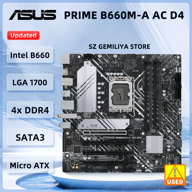 ASUS PRIME B660-PLUS D4 LGA 1700 DDR4 PCIe 4.0 ATX Motherboard（ASUS ...