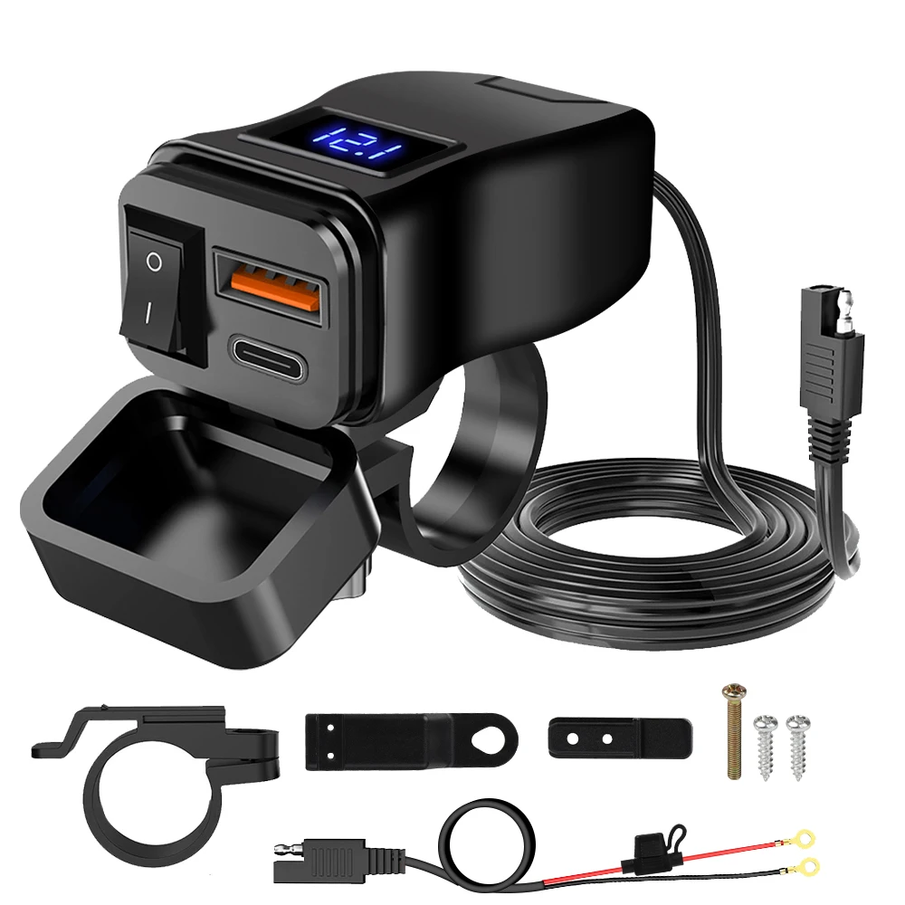 Motorcycle-Handlebar-Charger-PD-QC-Dual-Ports-Fast-Charger-Socket-with ...