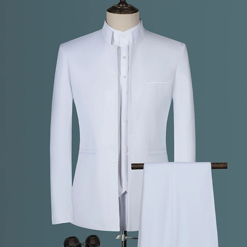 Chinese Collar Suit White