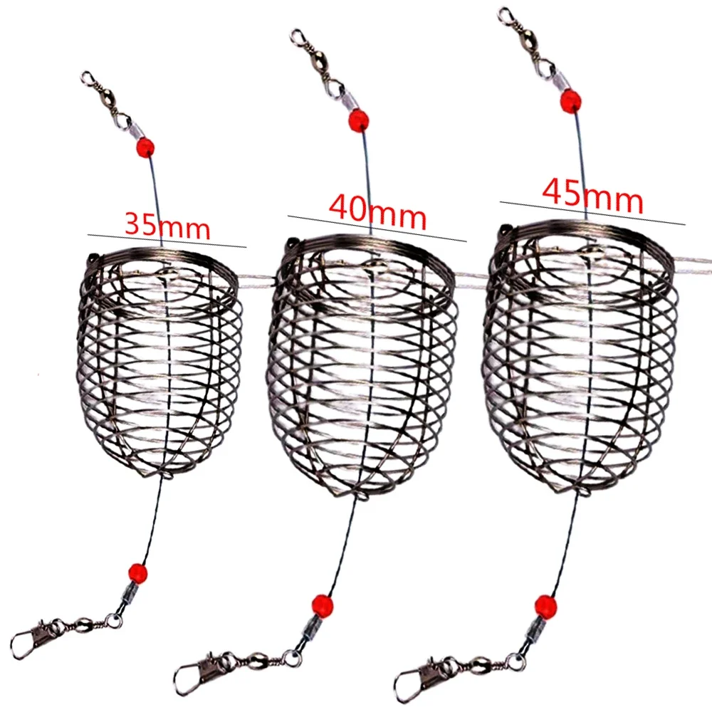 5PCS-Fish-Small-Stainless-Steel-Bait-Cage-Basket-Feeder-HolderFishing ...