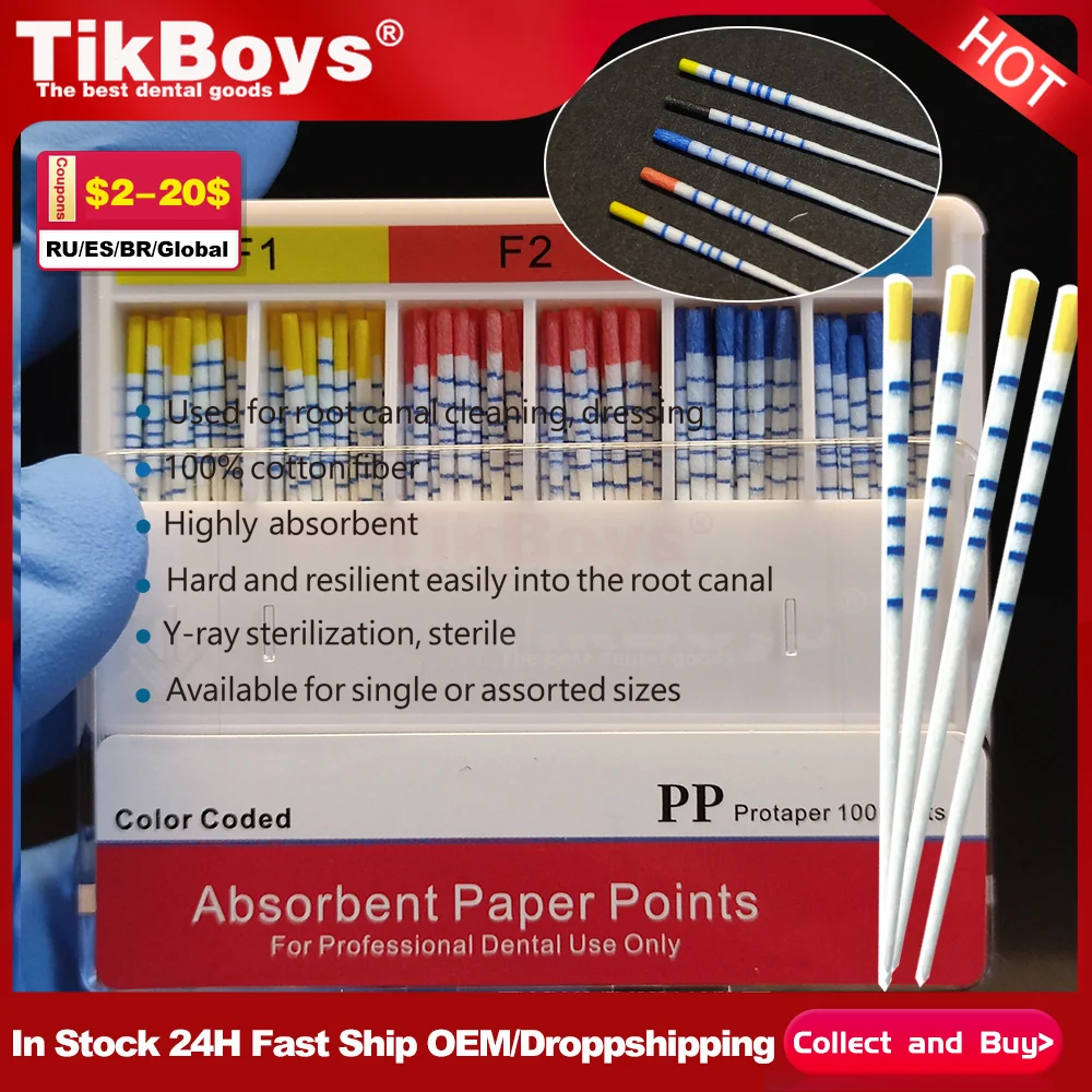 1 Box Dental Absorbent Paper Points Sterile Mixed Sizes 02 04 06 Taper ...