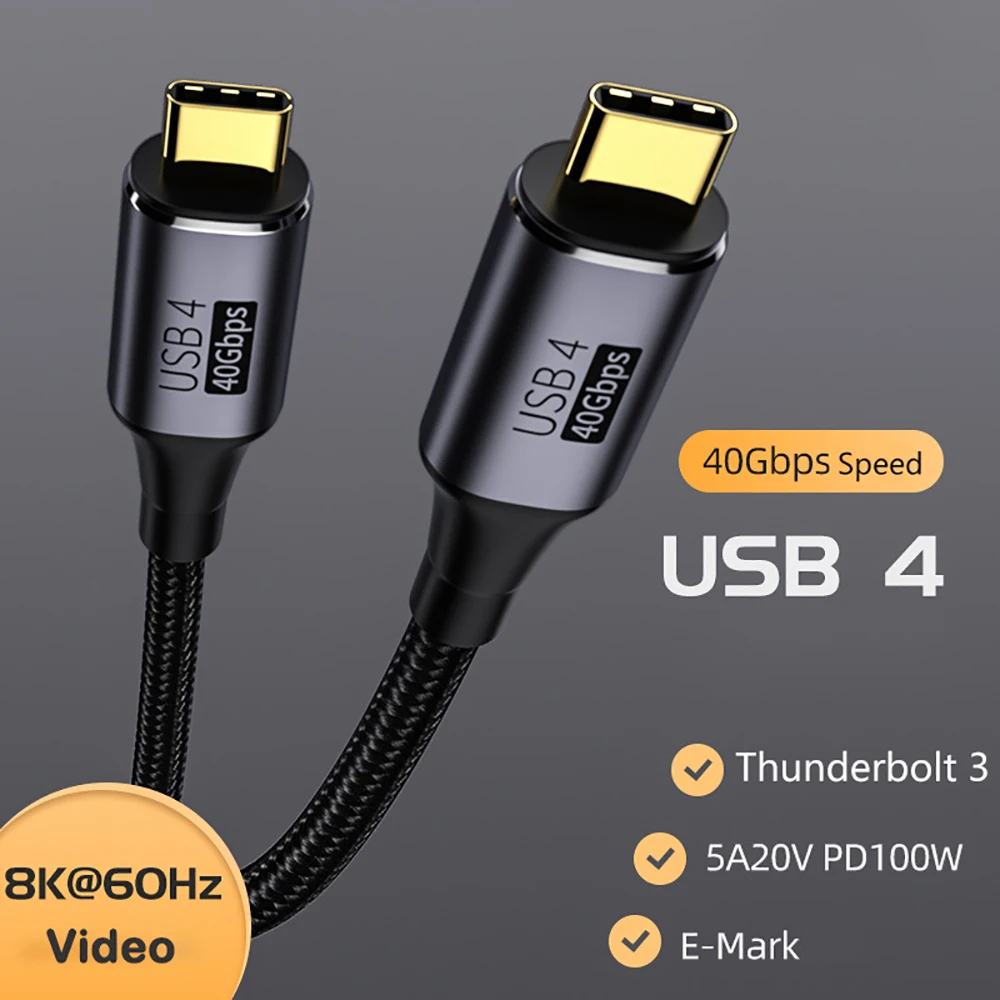 Кабель зарядный Thunderbolt 4 USB Type-C, 40 Гбит/с, 5 А, 5 к | AliExpress
