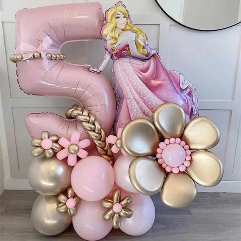 37pcs/Set Disney Princess Aurora Foil Balloon 40inch Pink Number Ballon ...