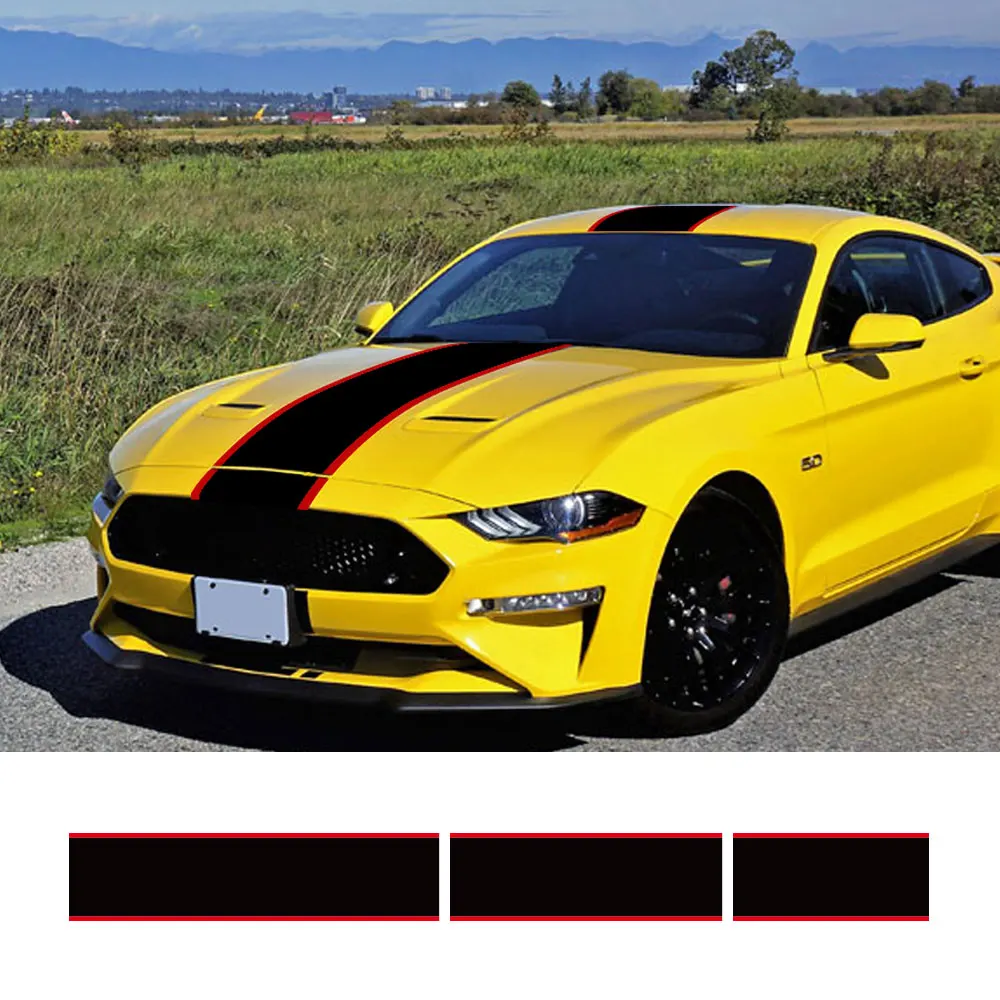 3Pcs Car Stickers Graphics Stripes Kit Vinyl Tuning Cover For Ford ...