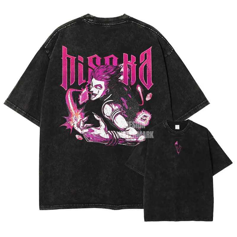 Bilibili Hisoka T-shirt Vintage Washed Anime H-Hunter X H-Hunter T ...