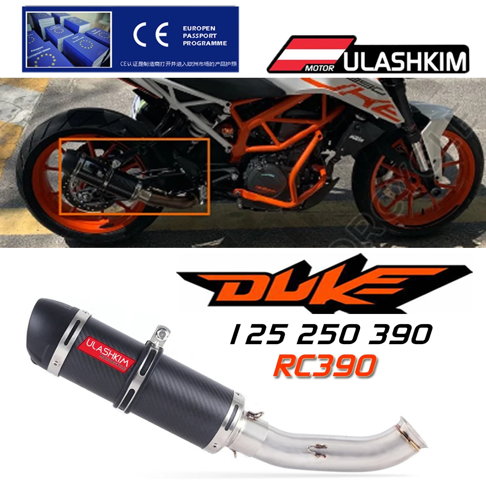 Motorcycle Exhaust Muffler Middle Pipe Escape Tube Slip On For DUKE125 ...