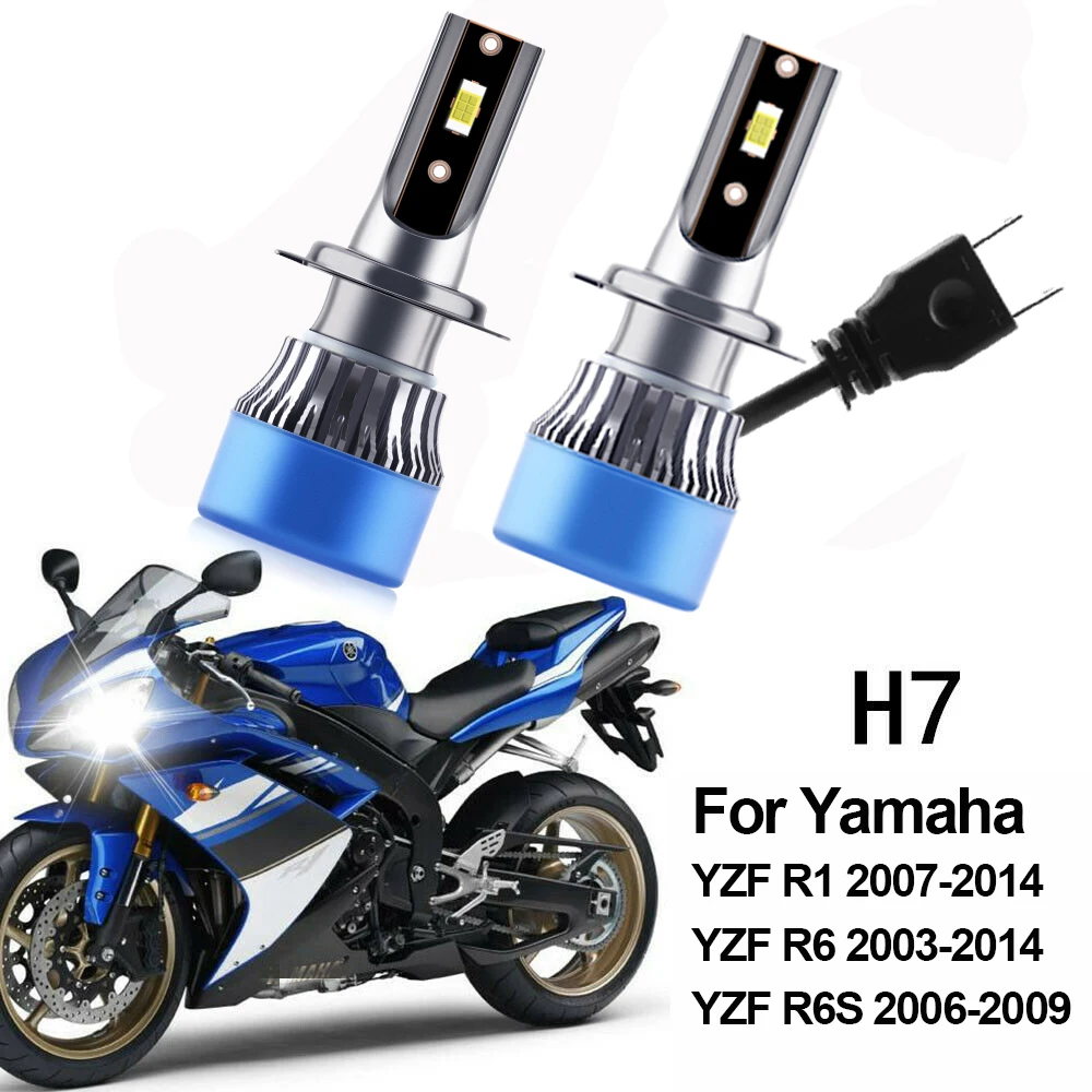 Motorcycle-Headlights-High-Low-H7-Super-Bright-15000LM-For-Yamaha-YZF ...