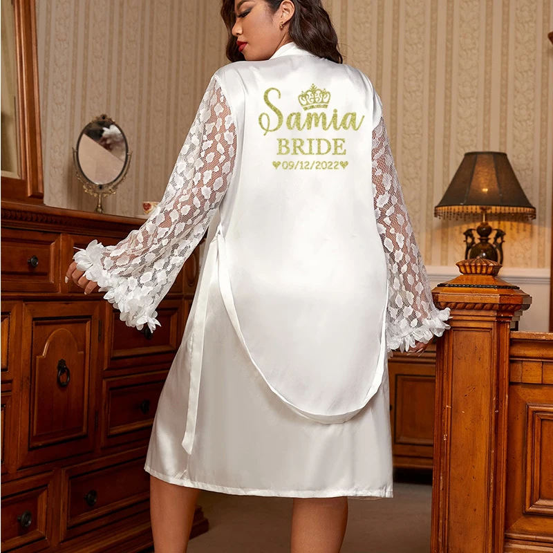 Personalized-Custom-Name-5XL-Big-Size-Print-Wedding-Bride-Team-Robes ...