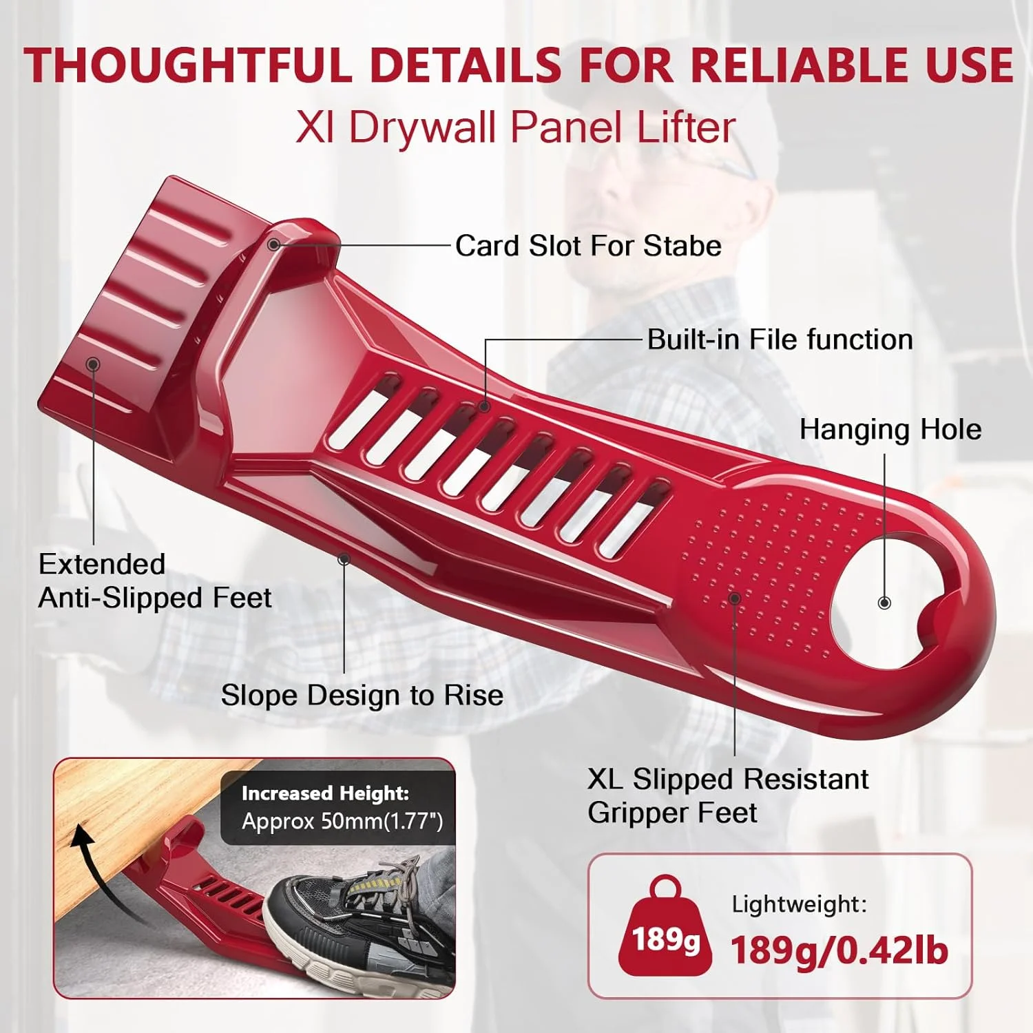 Lightweight Non-Clogging Rasp Door Hanging ToolDrywall Panel Lifter ...
