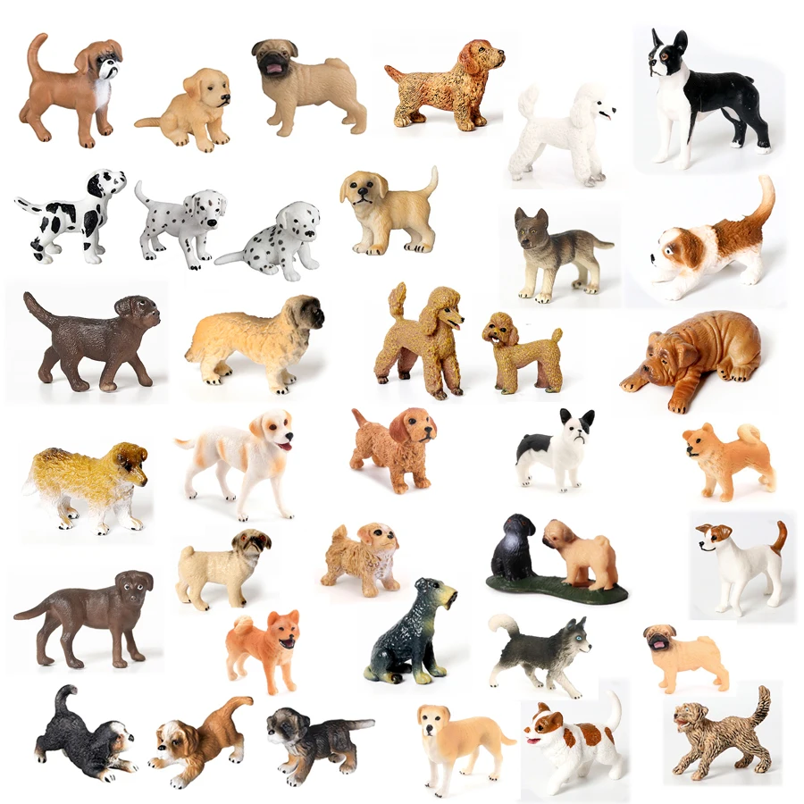 Realistic Mini Dog Figurines Labrador,Poodle,Bulldog Puppy Figures ...