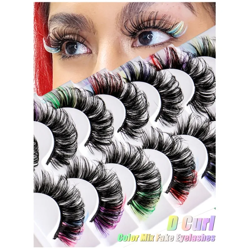 7-Pairs-Colorful-False-Eyelashes-D-Curl-Natural-Fluffy-Russian-Self ...