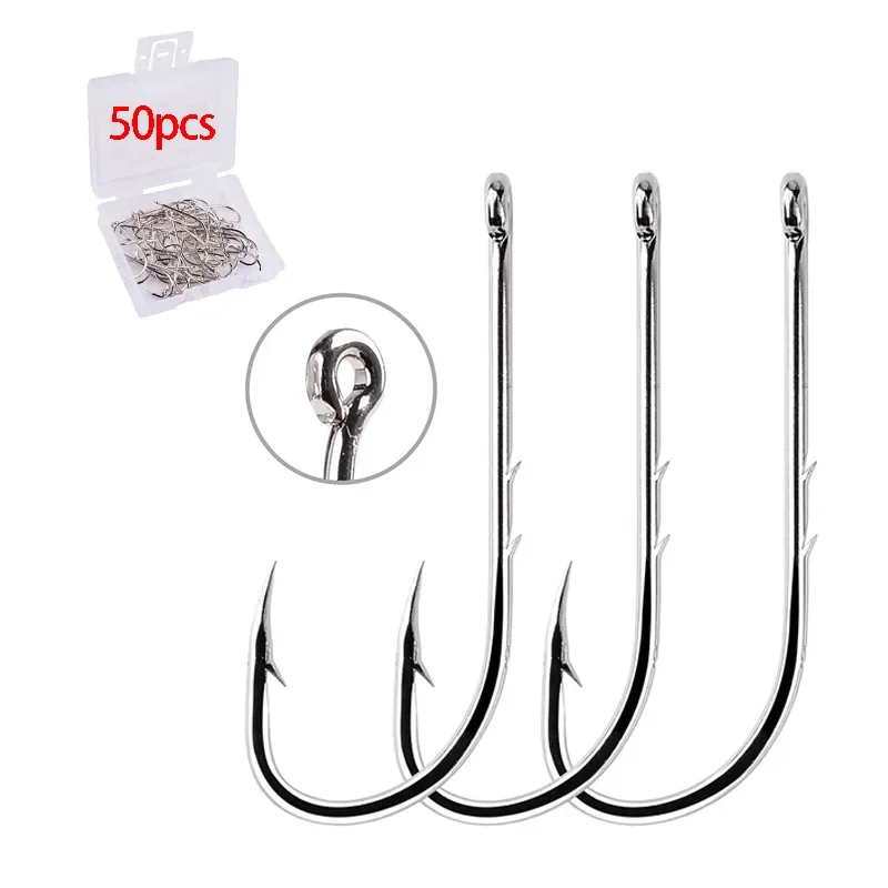50pcs-box-1-10-Long-Shank-Fishing-Hook-Fish-Hooks-High-Carbon-Steel ...