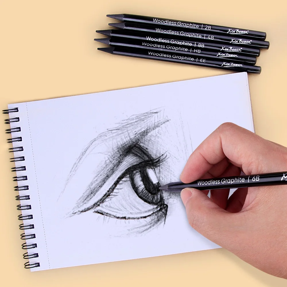 6pcs Woodless Graphite Pencils Set HB 2B 4B 6B 8B EE Sketch Drawing ...
