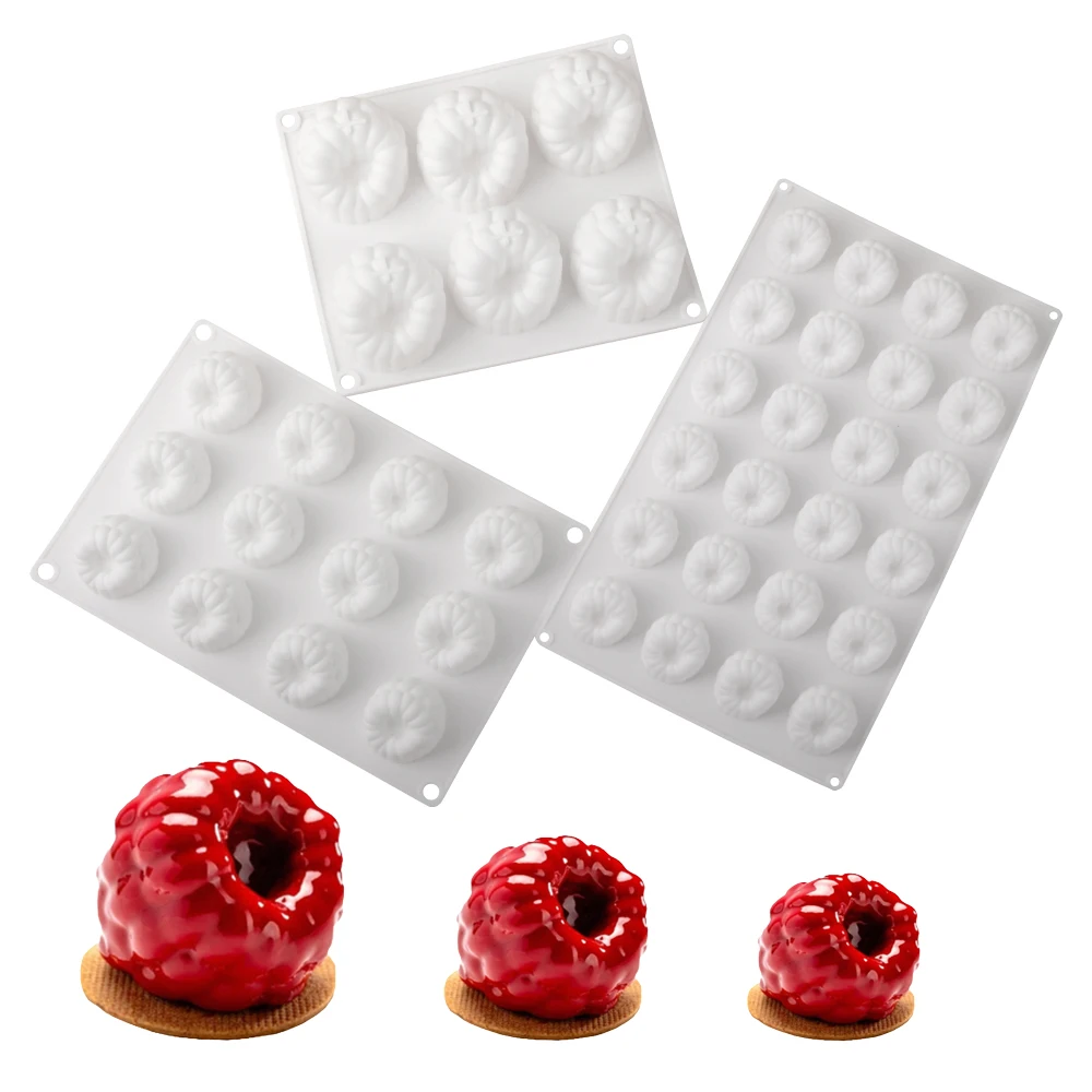 6/12/24-Cell Raspberry Design Food Grade Silicone Cake Mold Mousse ...