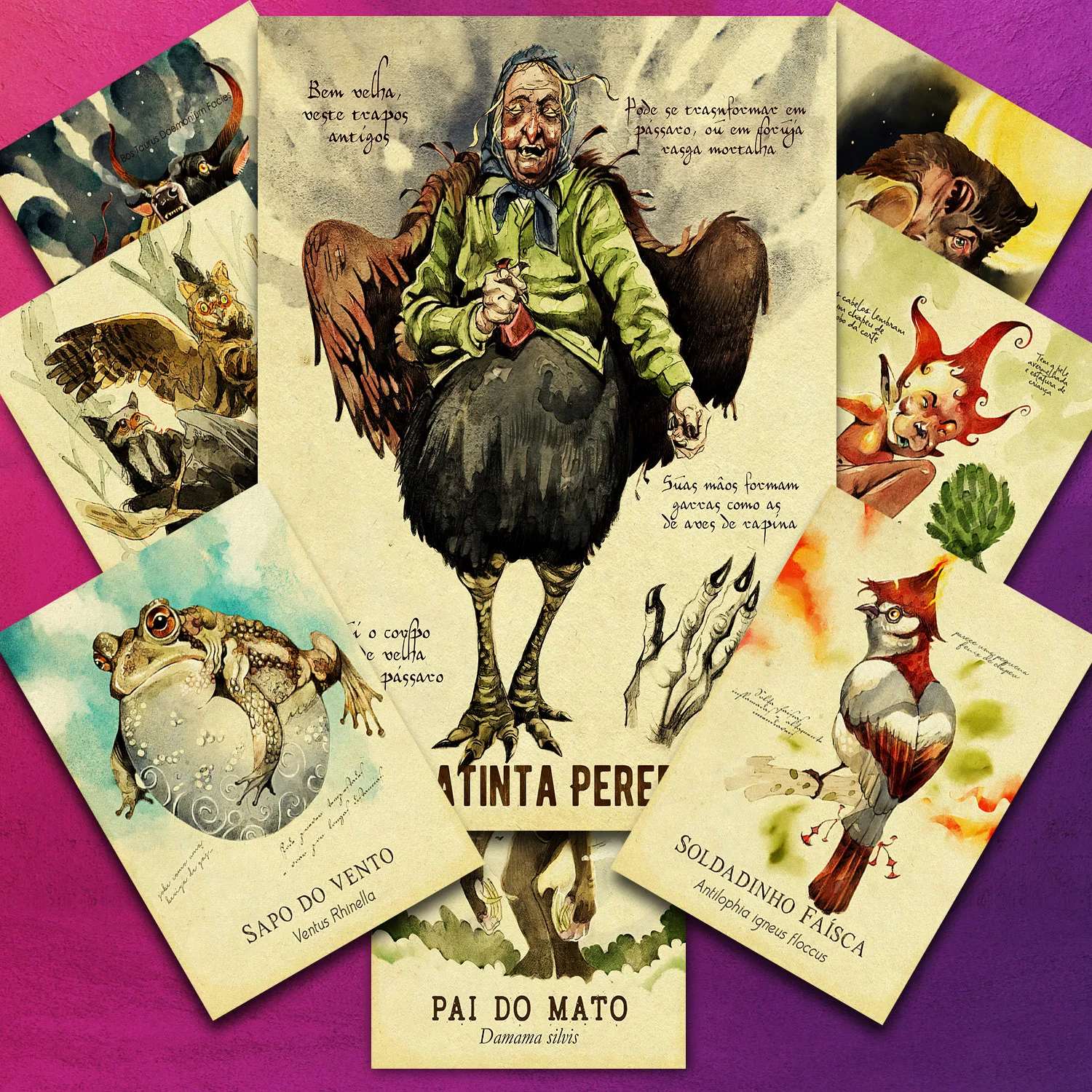 Magical-Creatures-From-Folklore-Vintage-Wall-Art-Canvas-Painting ...