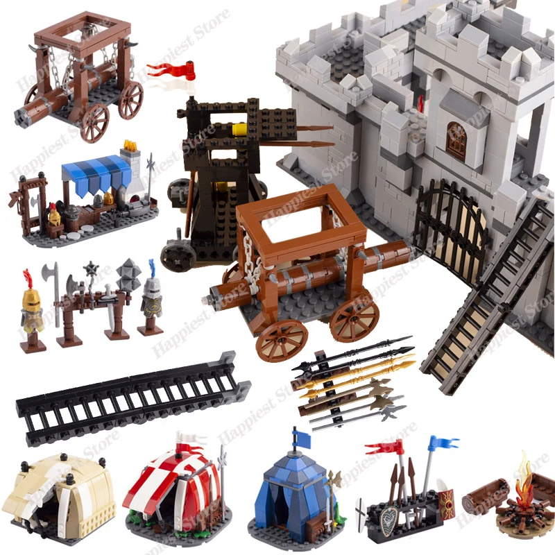 MOC Medieval Siege Military Weapon Tent Crossbow Vehicles Building ...