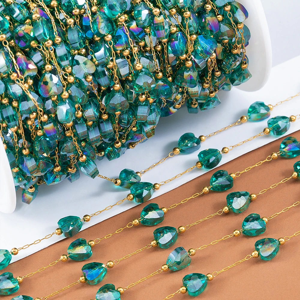 2meters-1meter-Stainless-Steel-Crystal-Stone-Chain-Tranparent-Green ...