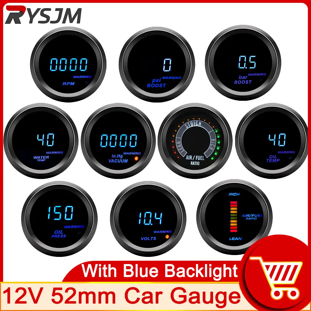 Hd 52mm Water Temp Gauge With Sensor Boost Tachometer Voltmeter Air ...