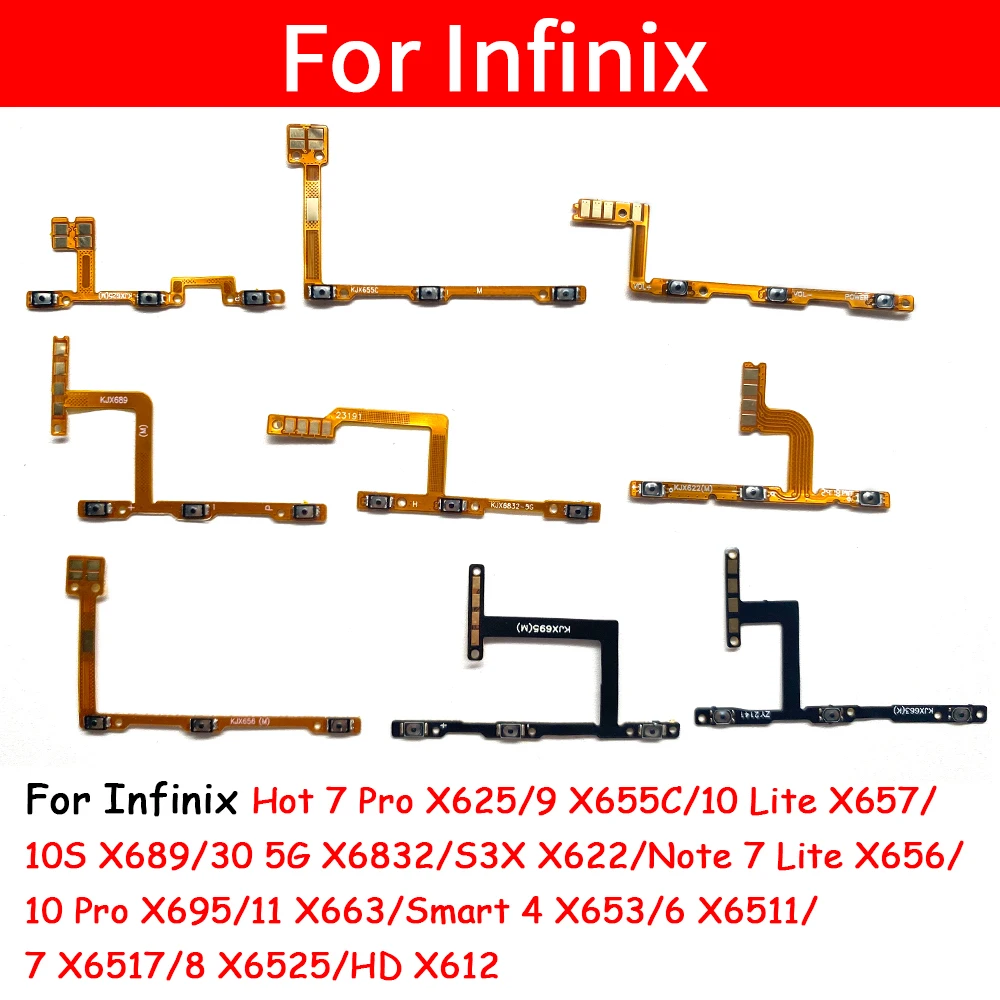 Power on/off Volume Key Button Flex Cable Ribbon For Infinix Hot 7 9 10 ...