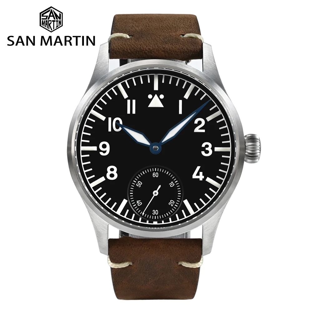 San Martin 41mm Stainless Steel Classic Pilot Watch ST3621 Manual ...