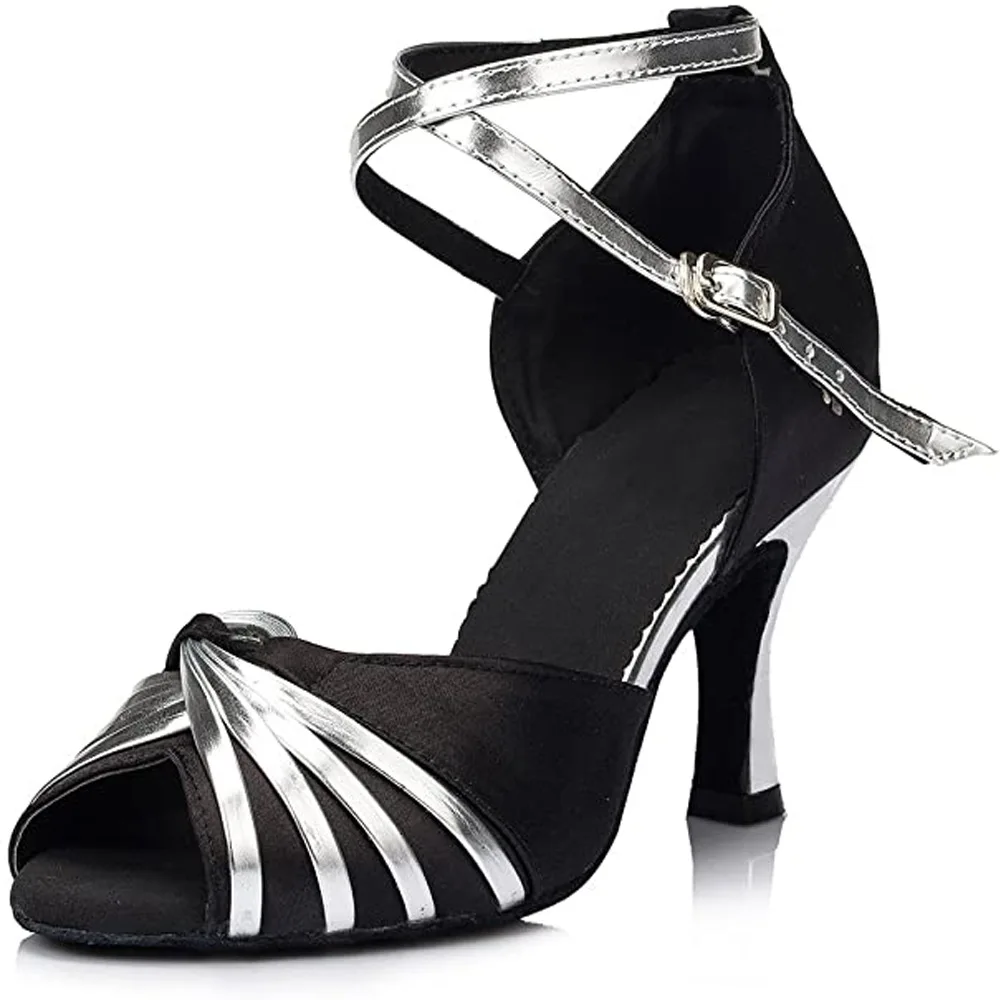 Black-Latin-Dance-Shoes-High-Heel-Jazz-Sandals-Tango-Indoor-Ballroom ...