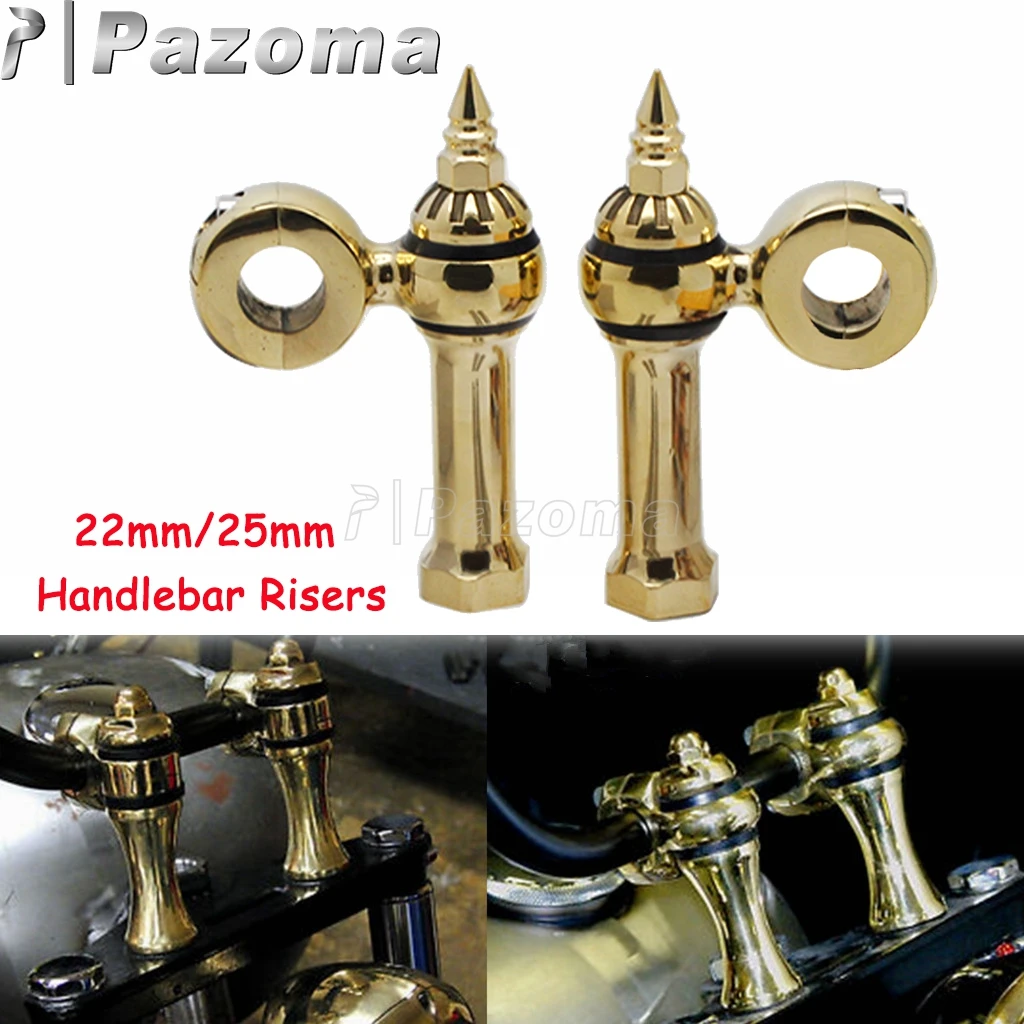 Unviersal-Motorcycle-Brass-Spear-Style-Risers-25mm-22mm-Handlebar-Mount ...