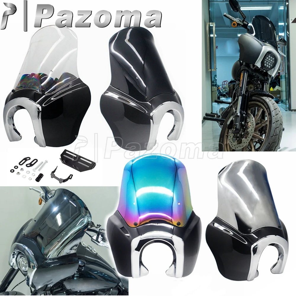 Color Fairing Kit Headlight Cover 15" Windshield Deflector For Harley ...